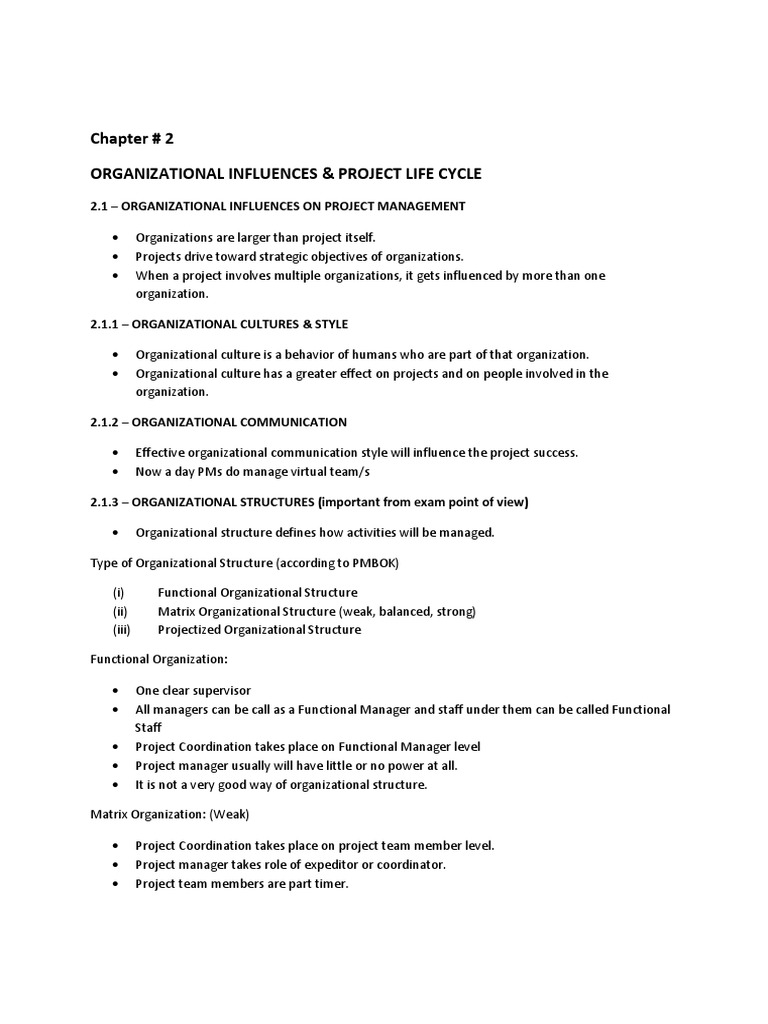 PMBOK 5th Edition, Chapter # 2 - Organizational Influences and Project ...