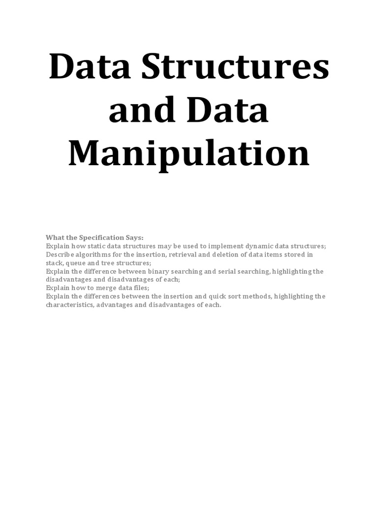 Data Structures and Data Manipulation | PDF | Array Data Structure ...