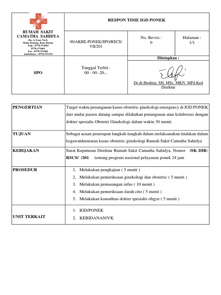 Spo Respon Time Igd Ponek | PDF
