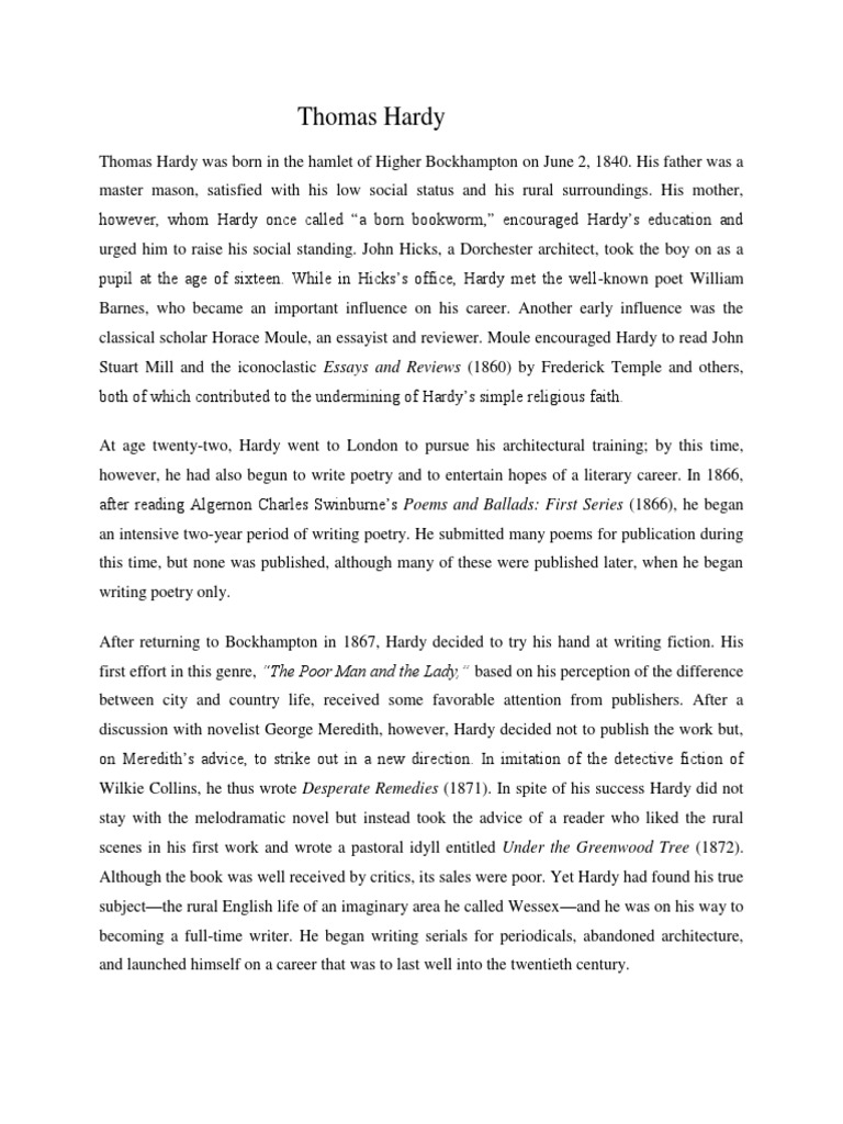 Hardy | PDF | Thomas Hardy | Poetry