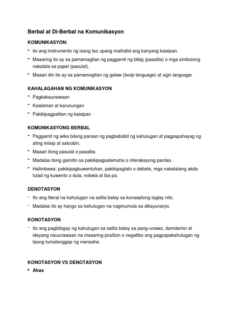 Berbal at Di Berbal Na Komunikasyon | PDF