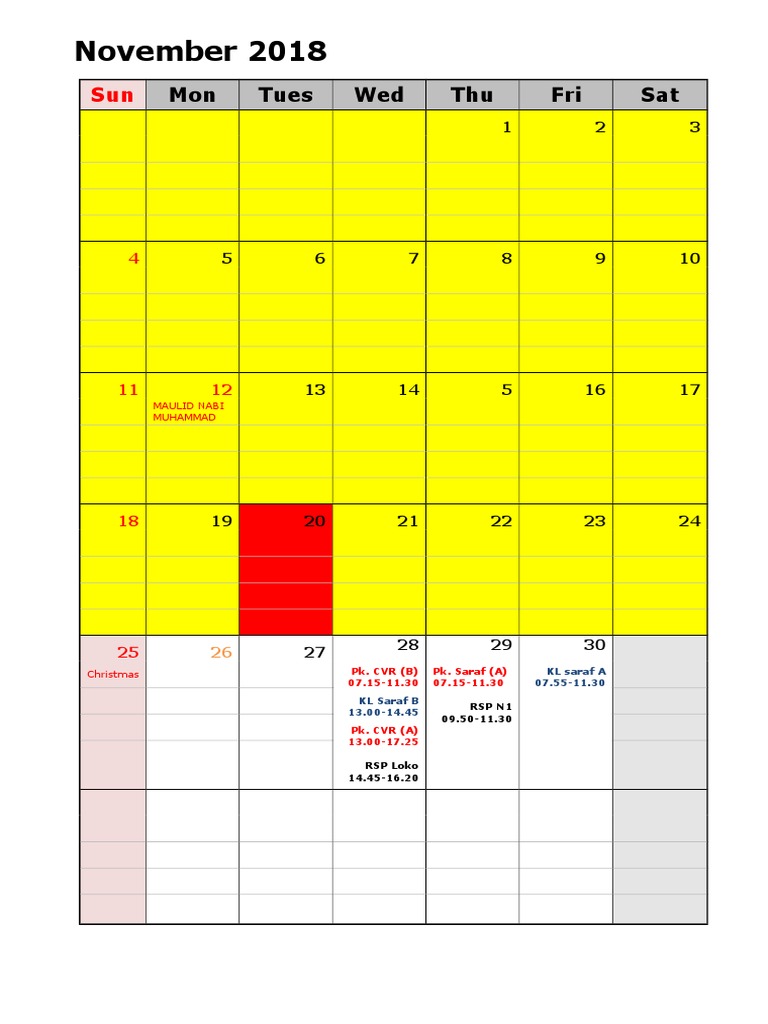 2018 Monthly Calendar Portrait | PDF