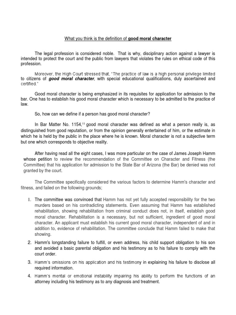 Good Moral Character | PDF | Lawyer | Justice