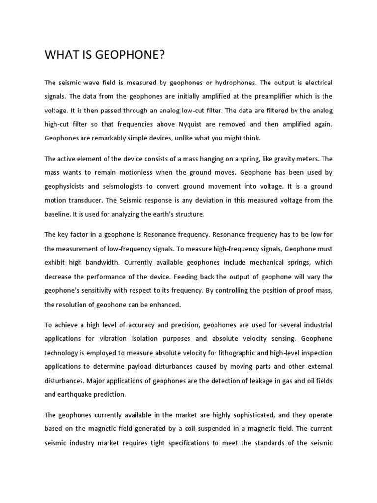 What Is Geophone | PDF | Seismology | Sensor