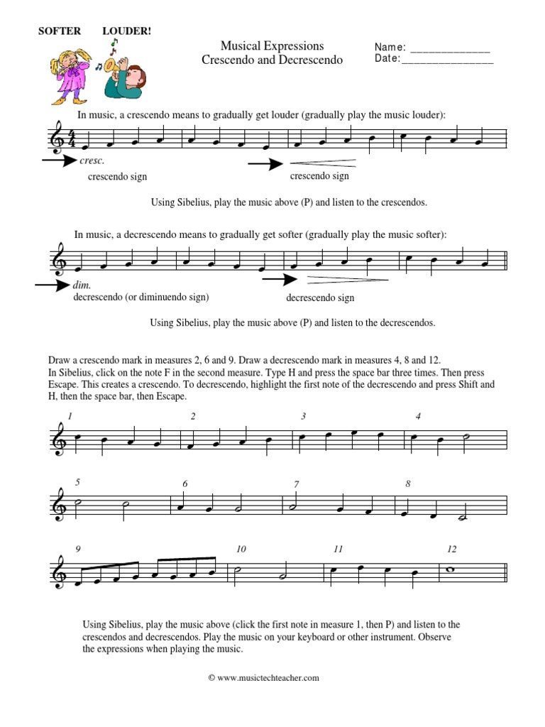 Worksheet 0036 Crescendo and Decrescendo PDF | PDF | Classicism | Cognition