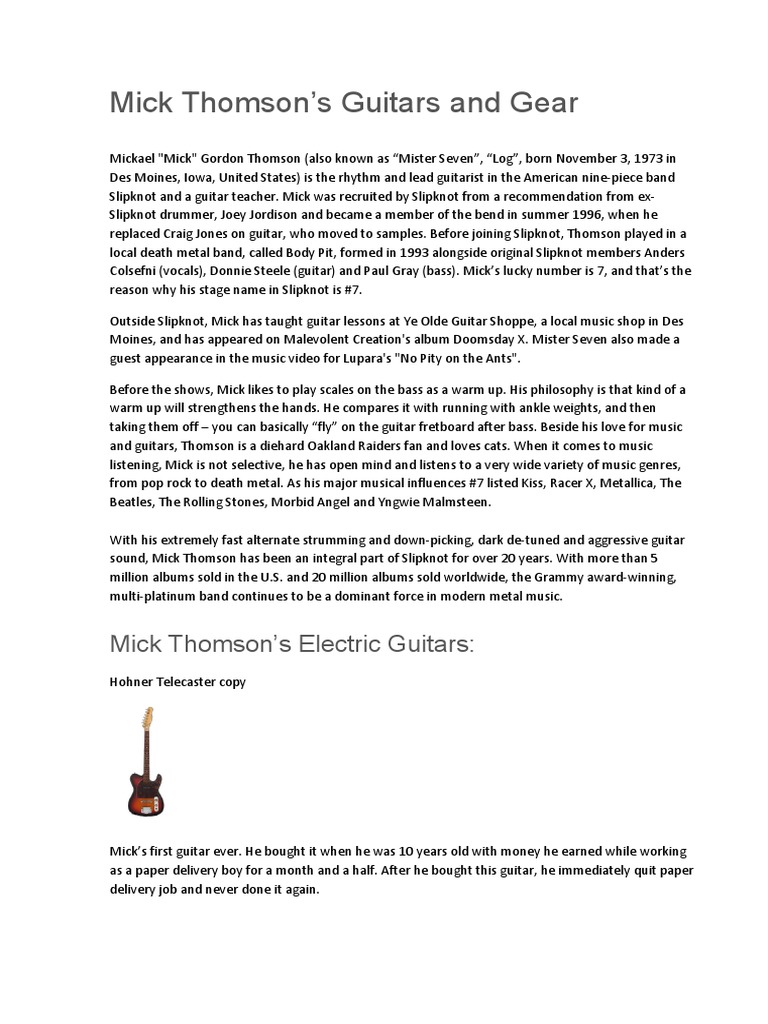 Mick Thomson's Guitars and Gear | PDF | Celtic Musical Instruments ...