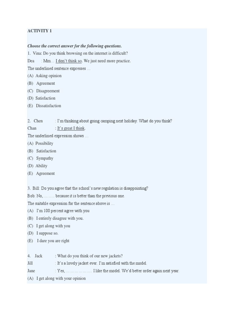 Expressing Agreement and Disagreement | PDF