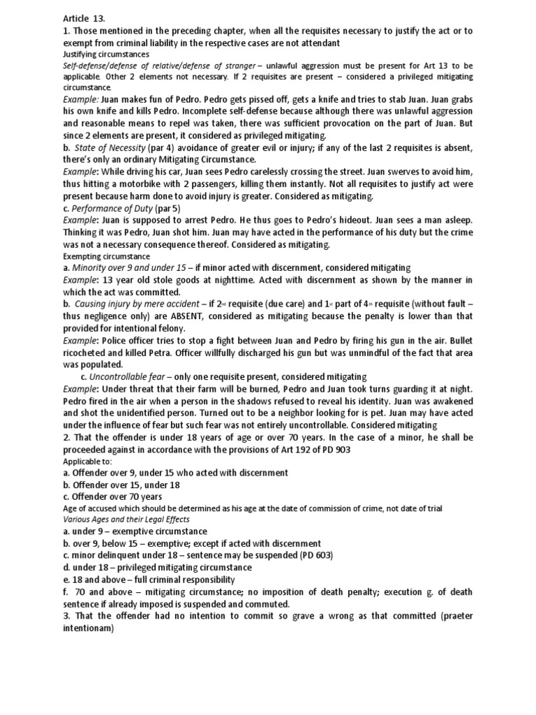 Self-Defense/defense of Relative/defense of Stranger - Unlawful ...