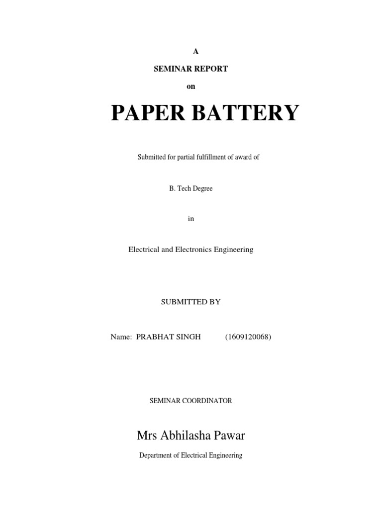 Paper Battery Report | PDF | Electromagnetism | Materials
