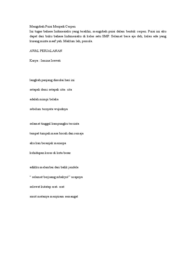 Transformasi Puisi Menjadi Cerpen | PDF