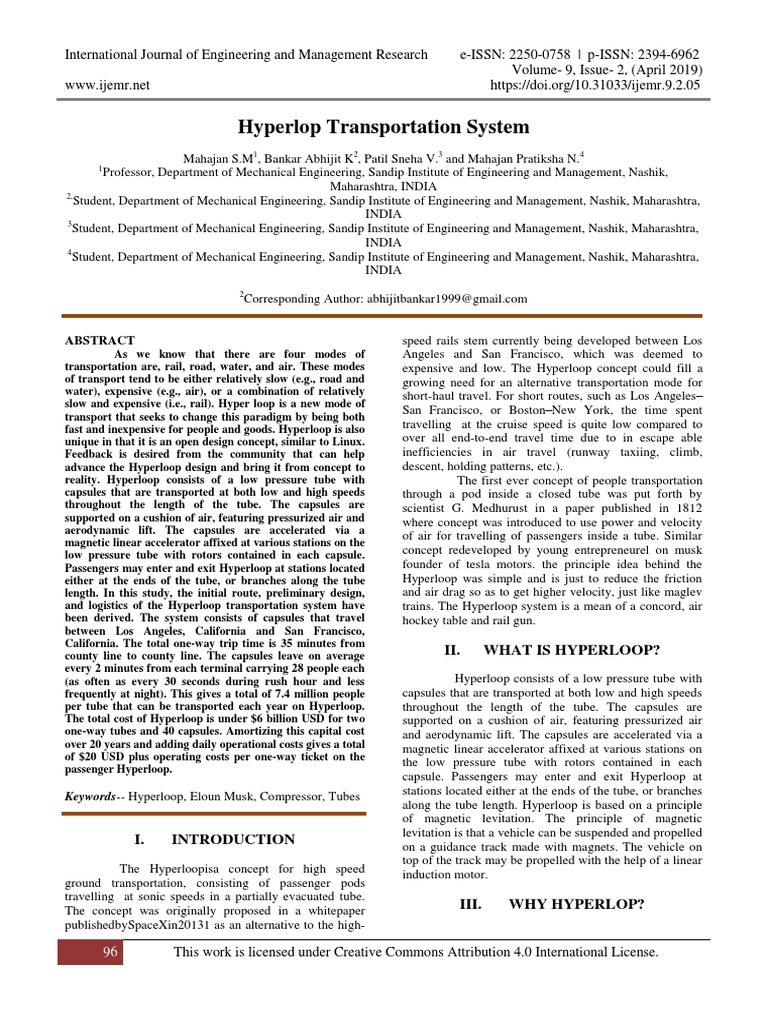 Hyperlop Transportation System | PDF | Hyperloop | Transport