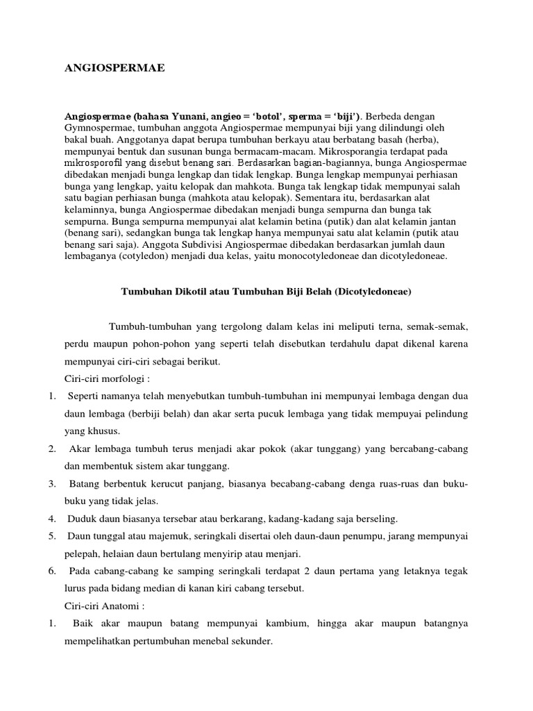 Panduan Angiospermae dan Klasifikasinya | PDF | Griya & Taman | Kesehatan Holistik