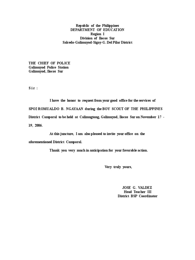 Request To PNP BSP Camporal | PDF | Philippines