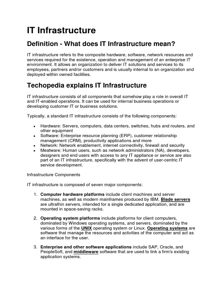 Definition - What Does IT Infrastructure Mean? | PDF | Computer Network ...