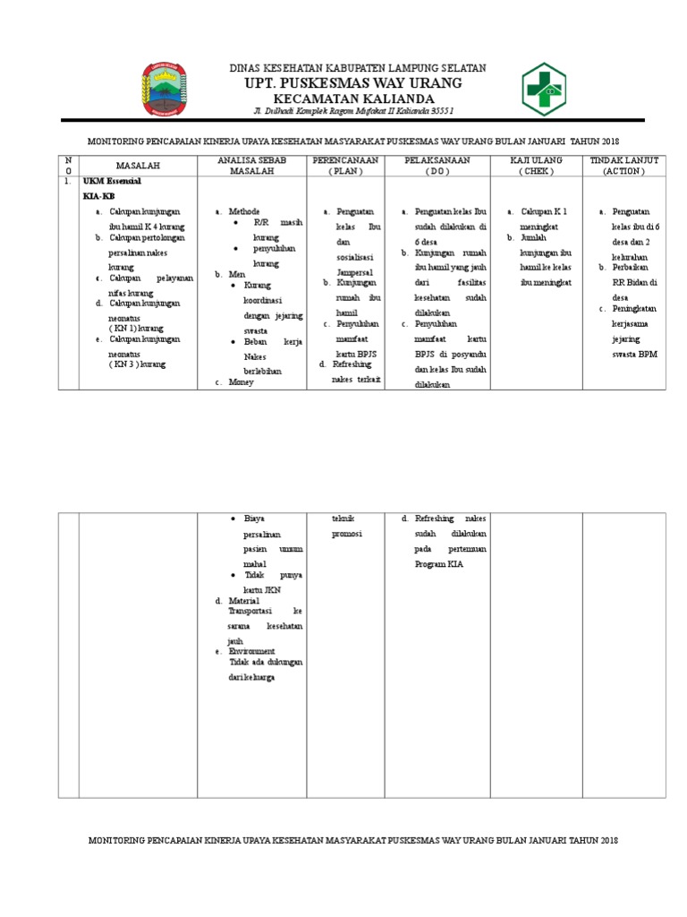 PDCA Januari 2018 | PDF