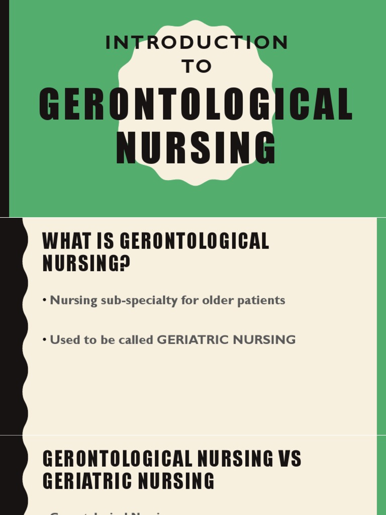 Introduction to Gerontological Nursing | Gerontological Nursing ...