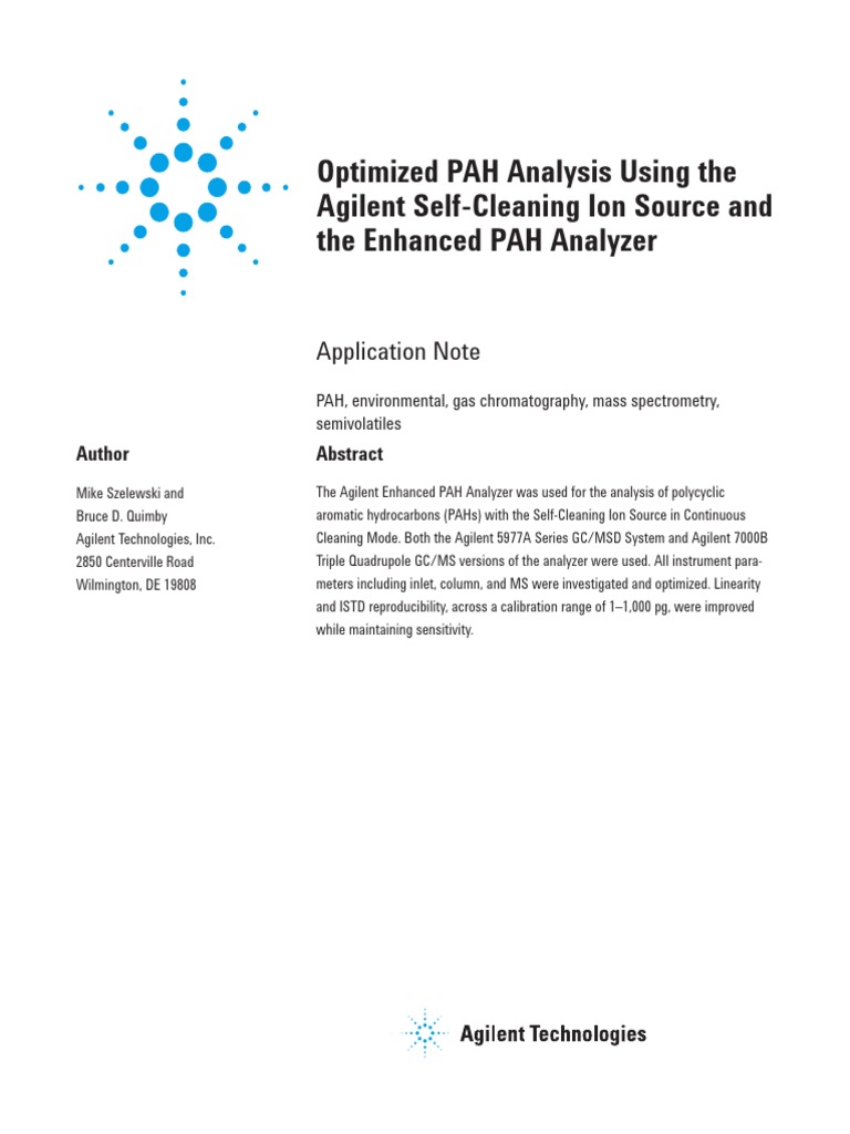 Optimized PAH Analysis Using The Agilent Self Cleaning Ion Source | PDF ...