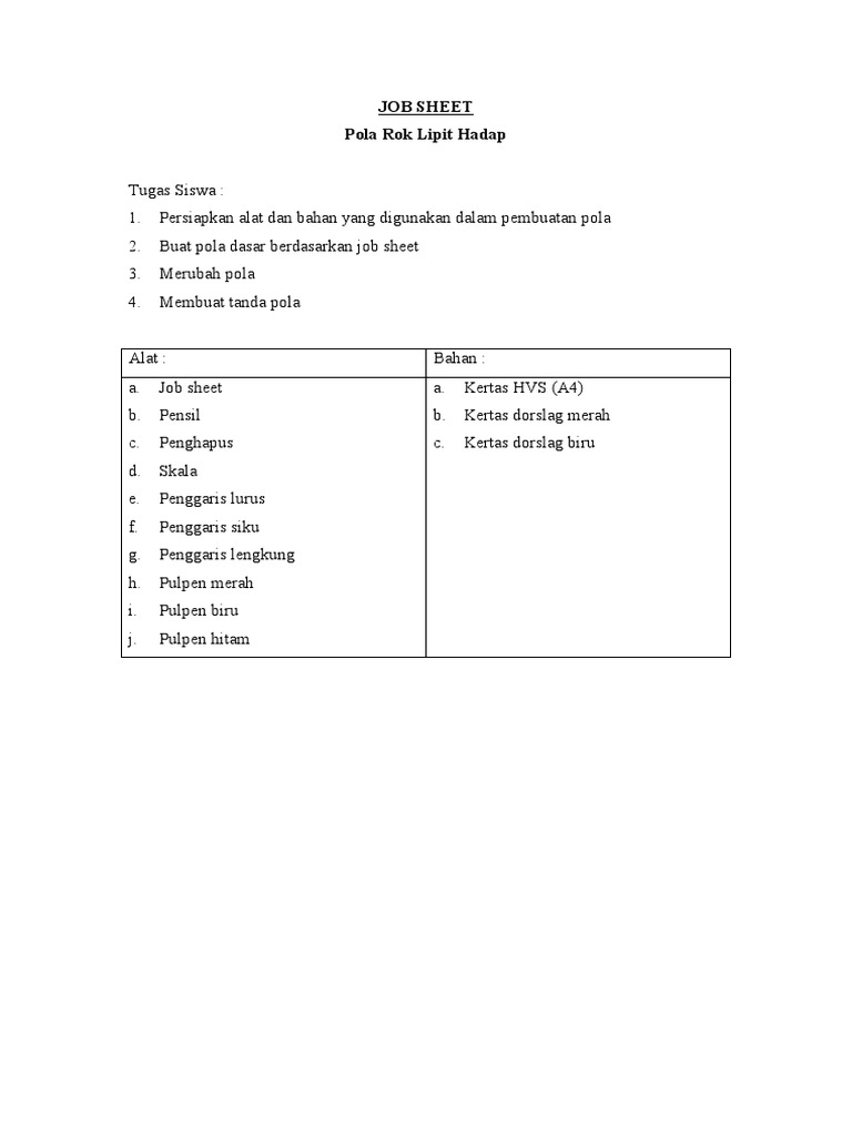 Job Sheet Rok | PDF