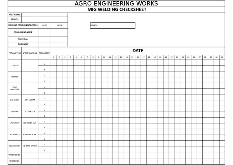 Inprocess Check Sheet | PDF