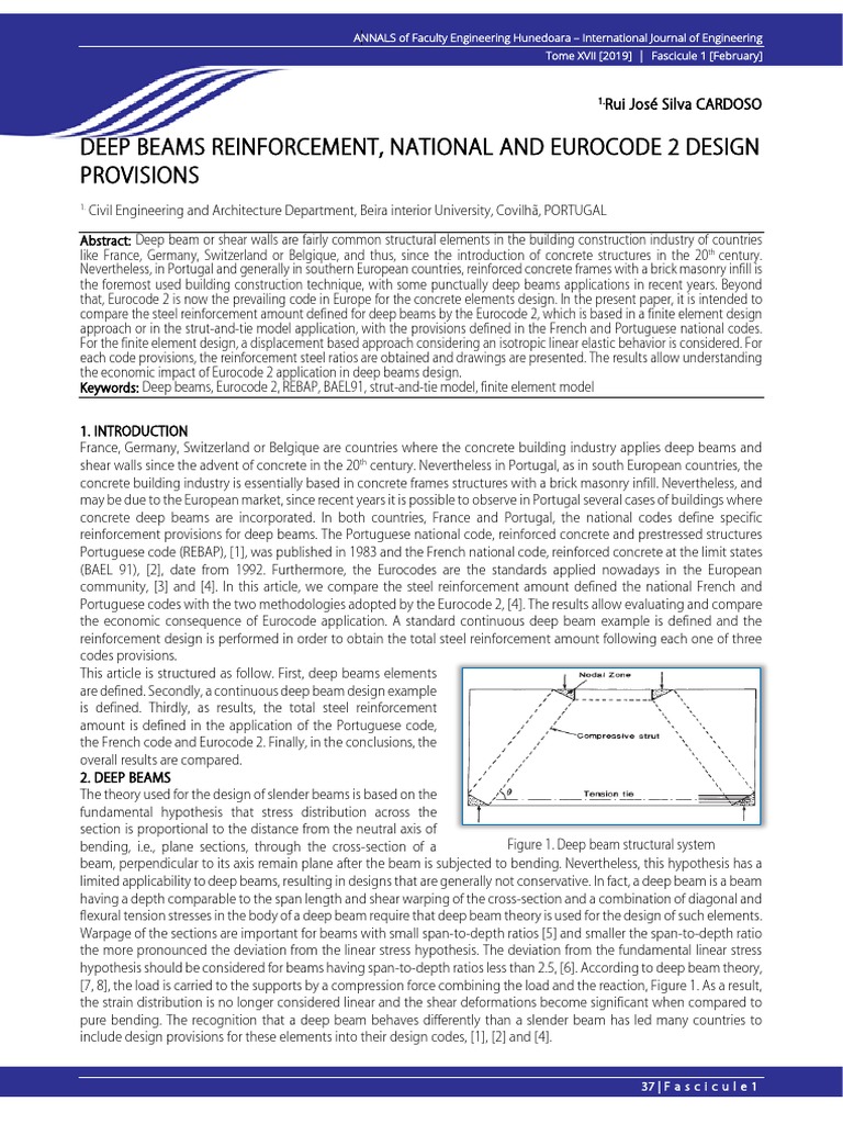 Deep Beams Reinforcement, National and Eurocode 2 Design Provisions ...