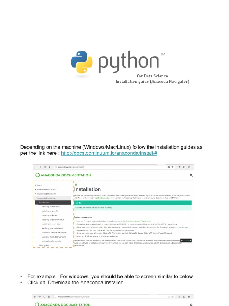 Python (Anaconda) - Installation Kit | PDF