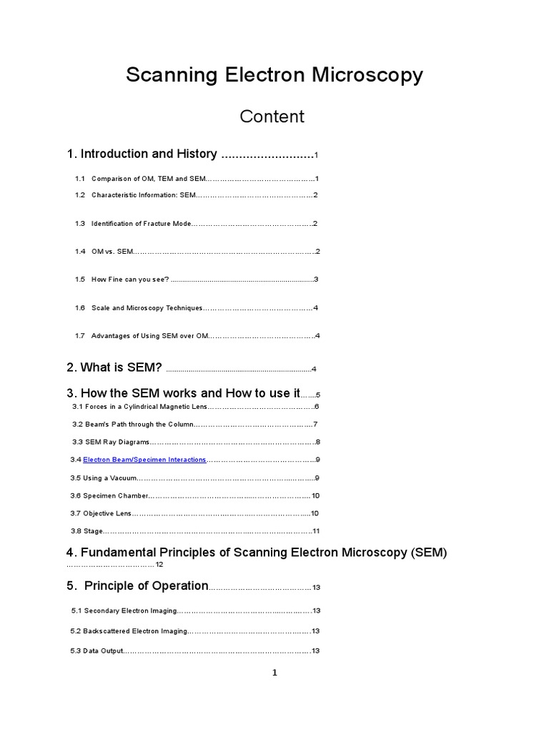 SEM Notes | PDF | Scanning Electron Microscope | Electron Microscope
