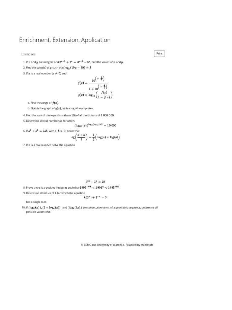 CEMC's Open Courseware - Enrichment, Extension, Application | PDF ...