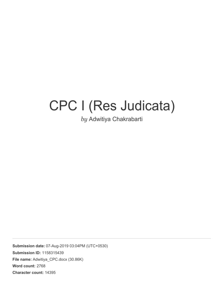 CPC I (Res Judicata) | PDF