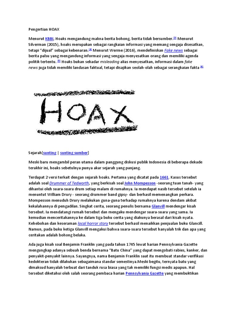 Sejarah dan Jenis Hoaks: Definisi dan Dampaknya | PDF | Politik | Ilmu Sosial