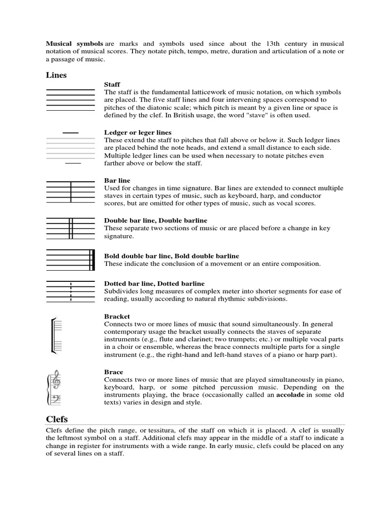 Musical Symbols | Download Free PDF | Clef | Musical Notation