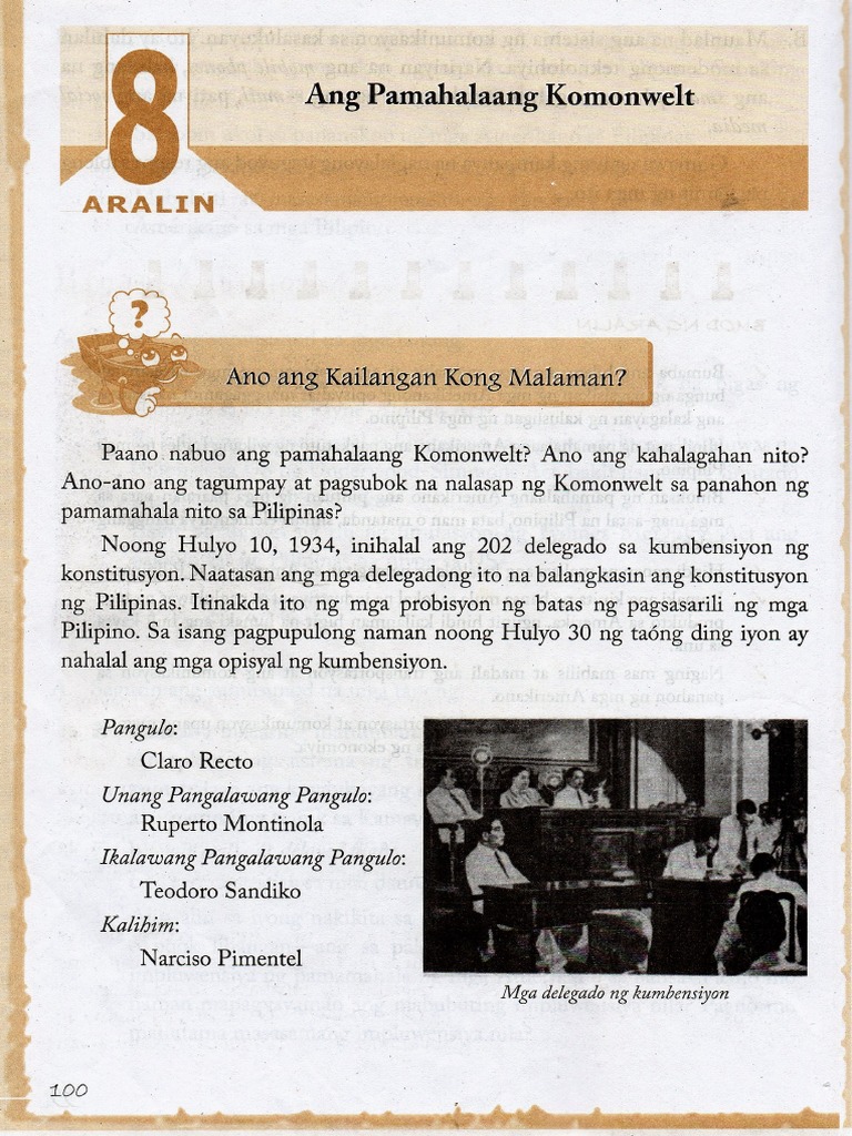 AP6 Q2 Aralin 8 Ang Pamahalaang Komonwelt | PDF