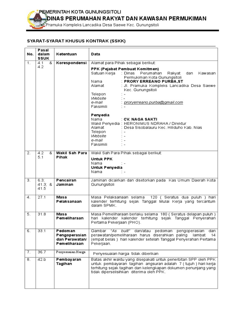 Syarat Syarat Khusus Kontrak | PDF