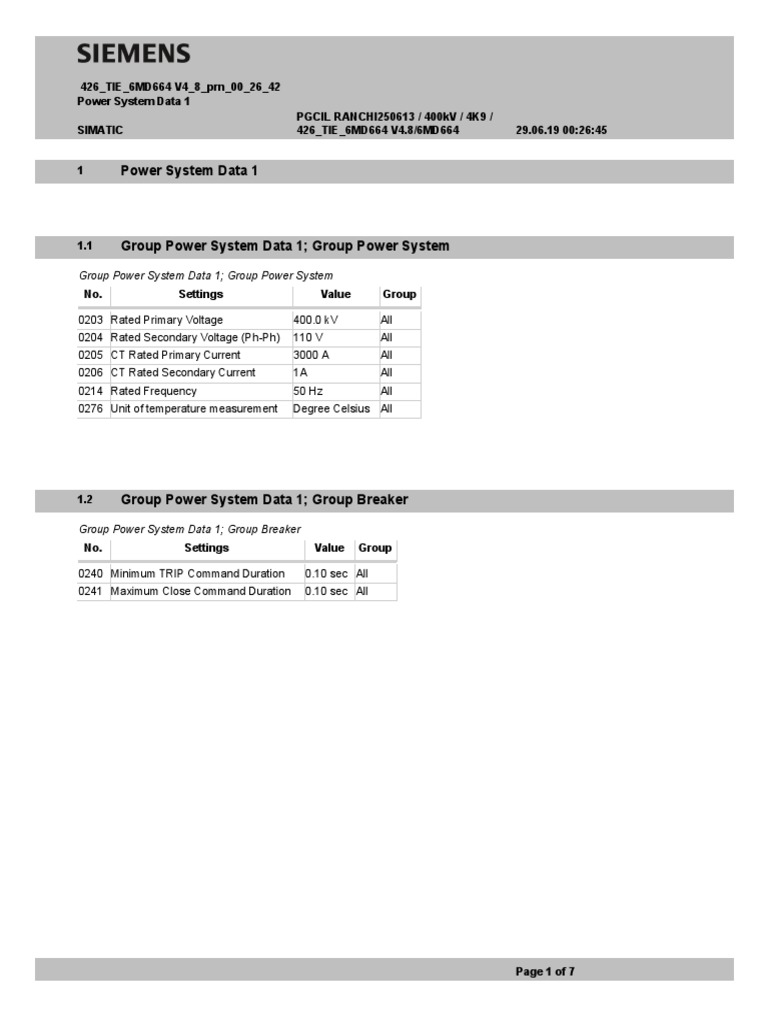 Sip5 Bcu Settings | PDF | Electric Power System | Relay