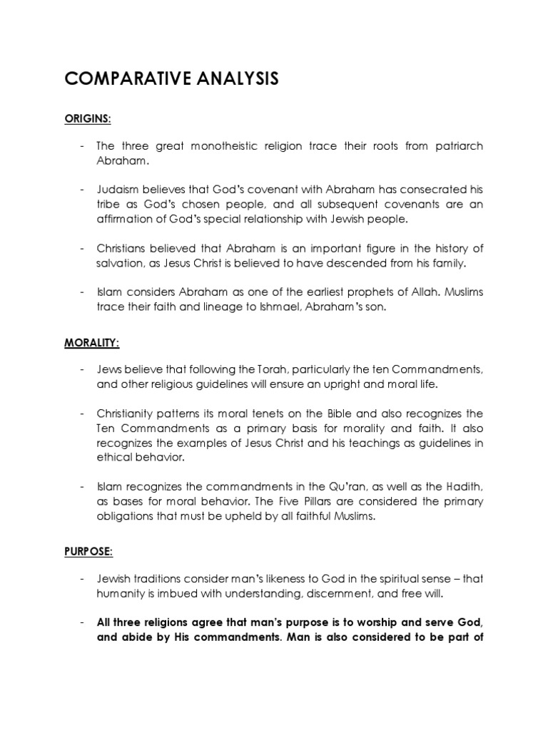 Comparative Analysis of Abrahamic Faiths | PDF | Religion & Spirituality