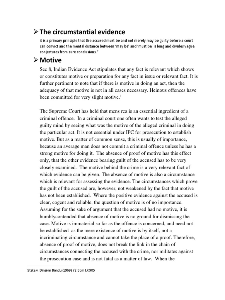 The Circumstantial Evidence | PDF | Mens Rea | Circumstantial Evidence