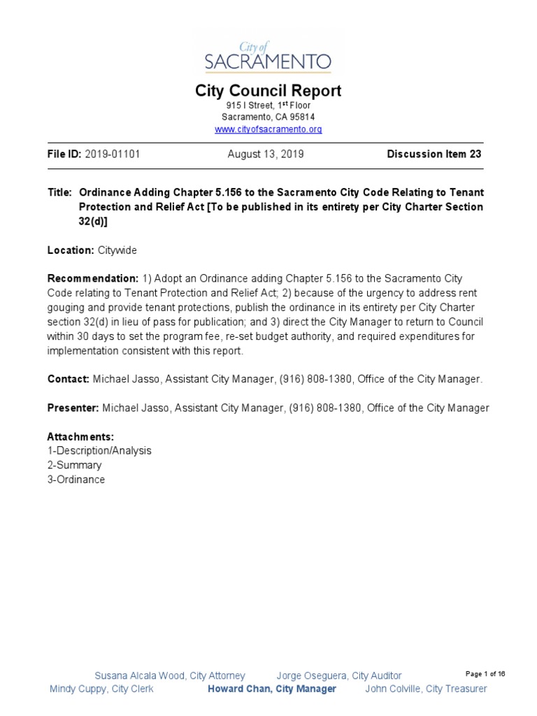 City Council Report: 915 I Street, 1 Floor Sacramento, CA 95814 | PDF ...