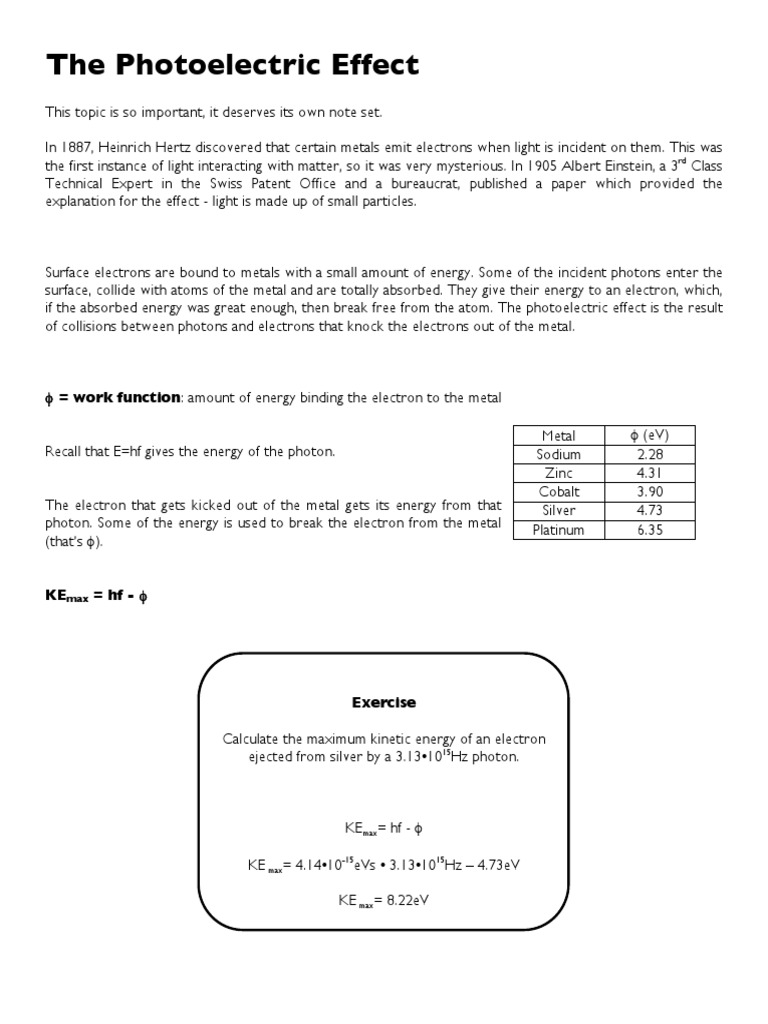 Photoelectric Effect Notes | PDF | Photoelectric Effect | Photon
