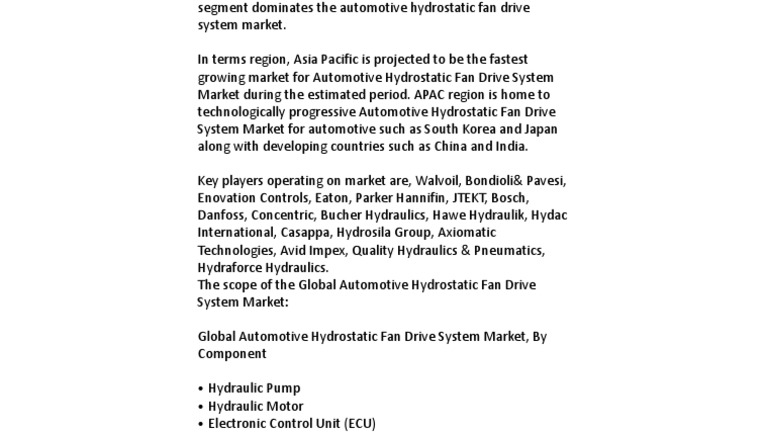 Global Automotive Hydrostatic Fan Drive System Market | PDF