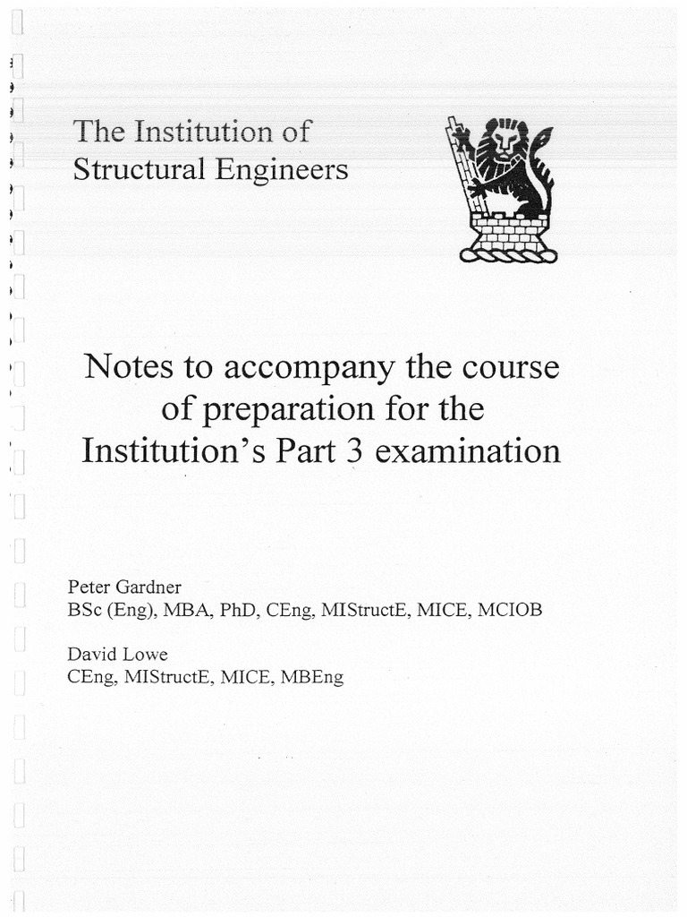 IStructE Notes To Accompany Course of Preparation For Part 3 Exam - A ...