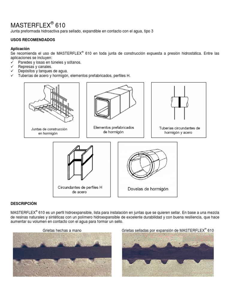 Masterflex 610 PDF | PDF | Agua | Hormigón