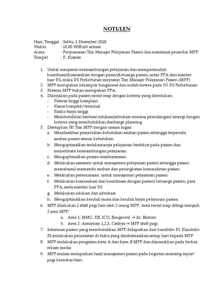 Notulen Rapat MPP | PDF