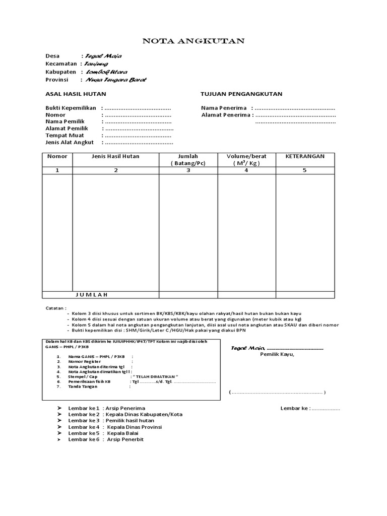 Nota Angkutan PDF | PDF