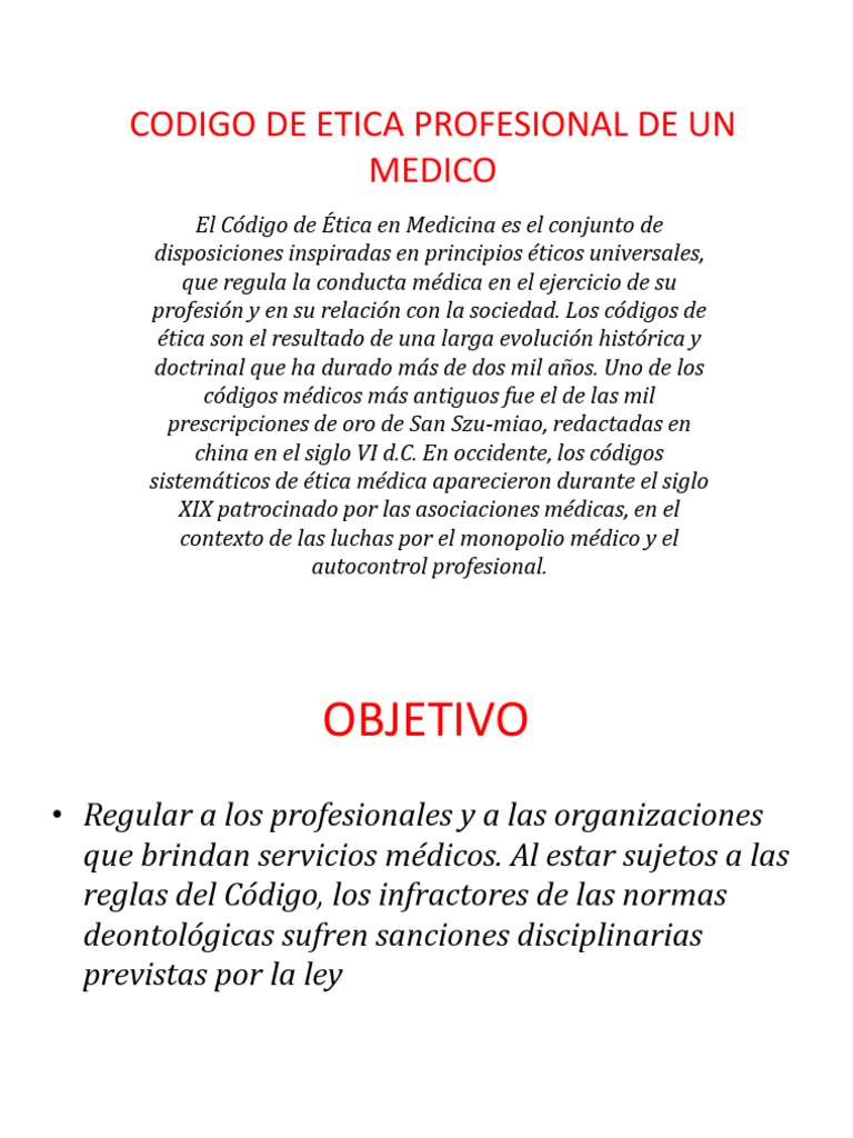 Codigo de Etica Profesional de Un Medico | PDF | Medicina | Psicólogo
