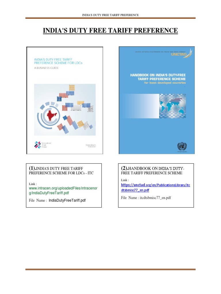 India'S Duty Free Tariff Preference | PDF | Government Finances ...