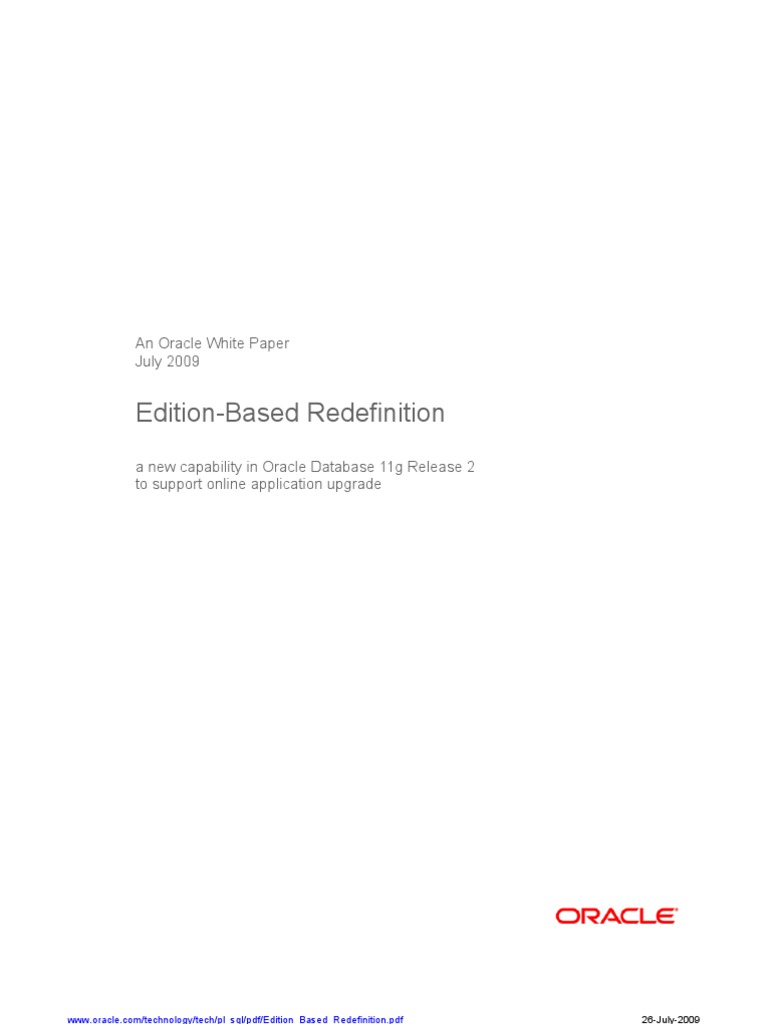 Edition Based Redefinition An Oracle White Paper July 2009 Pdf Oracle Database Pl Sql