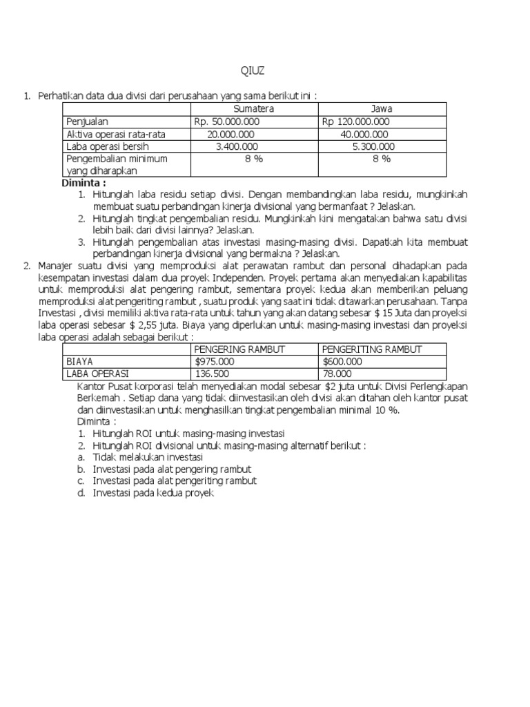 Contoh Soal Akmen | PDF