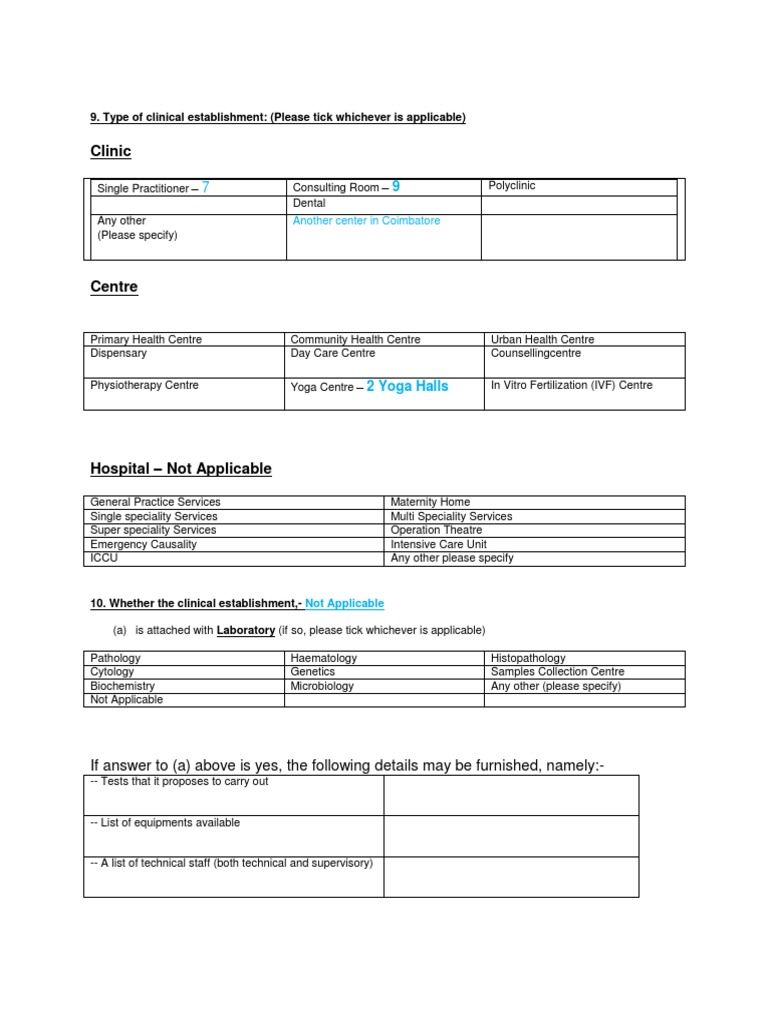 Clinic Establishment - REGISTRATION FORM | PDF | Medical Imaging | Medicine
