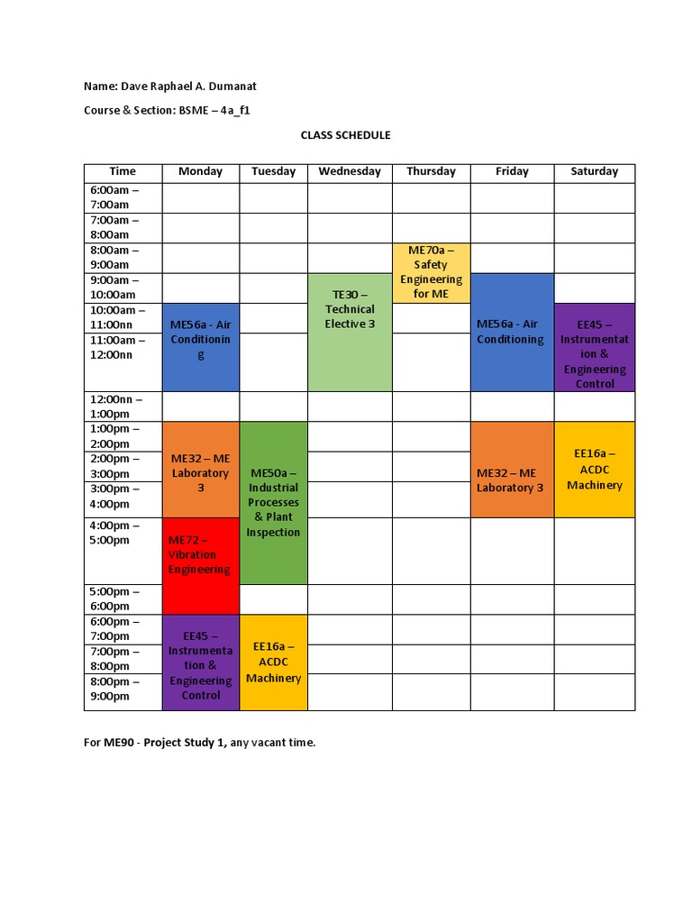 Class Schedule | PDF