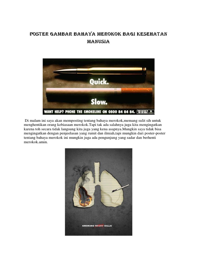 Poster Gambar Bahaya Merokok Bagi Kesehatan Manusia | PDF