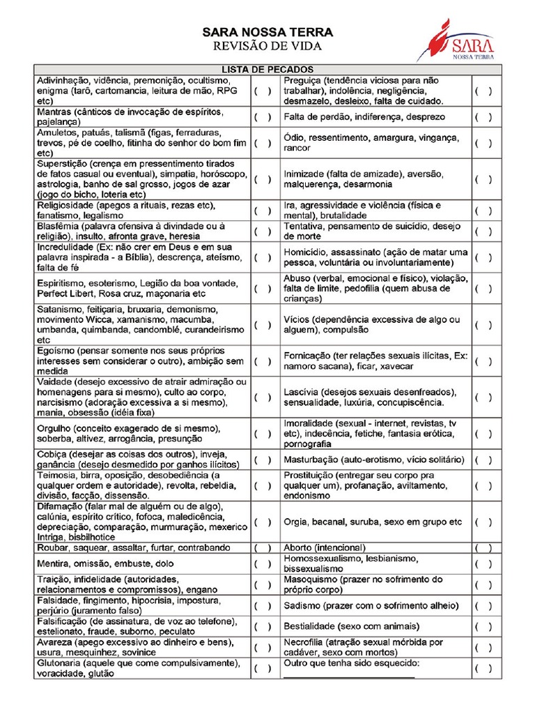 Lista de Pecados | PDF